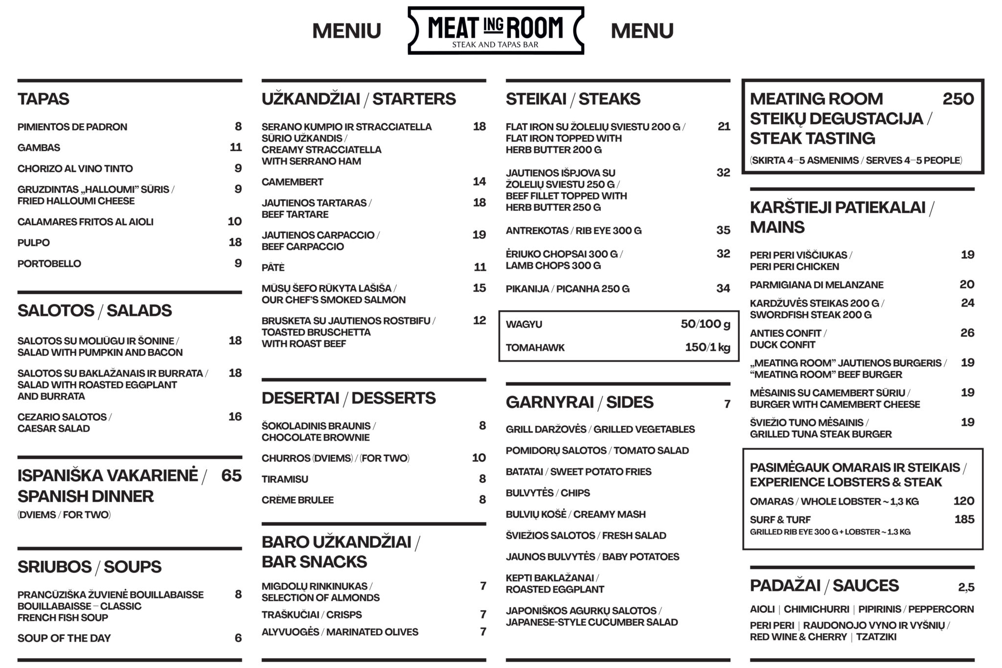 Meniu - Meatingroom